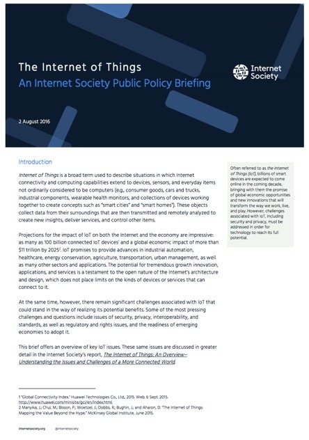 Policy Brief: The Internet of Things | Internet Society