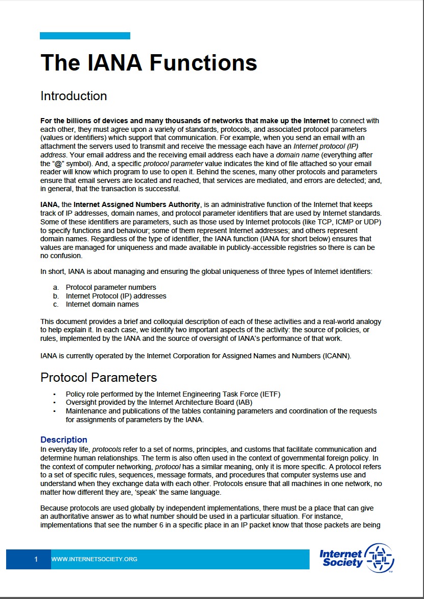 IANA Functions: The Basics | Internet Society