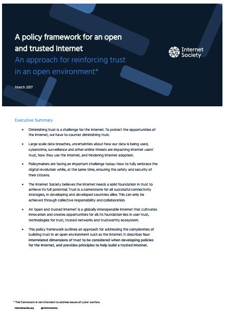 A policy framework for an open and trusted Internet | Internet Society