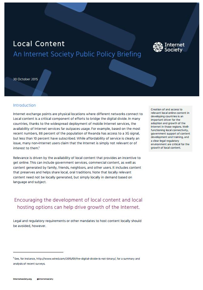 Policy Brief: Local Content | Internet Society