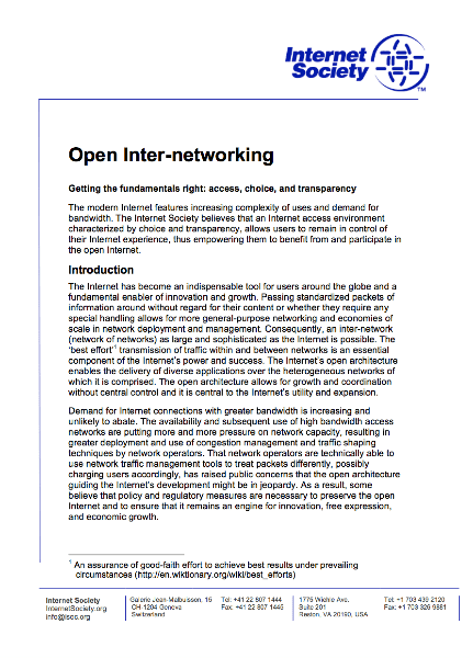 Open Inter-networking | Internet Society