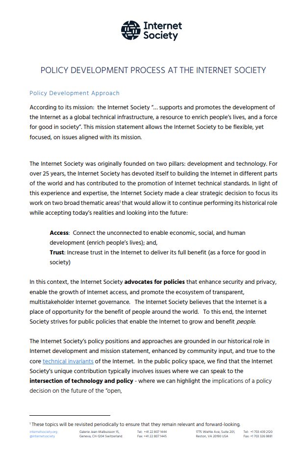 Policy Development Process at the Internet Society | Internet Society